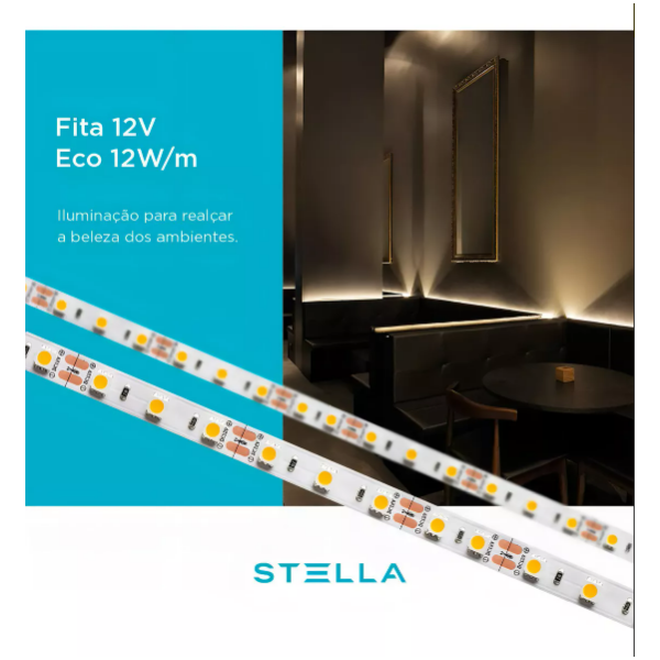 Fita LED 5050 12w 1.100Lumens 12V IP20 Rolo 5M - STELLA