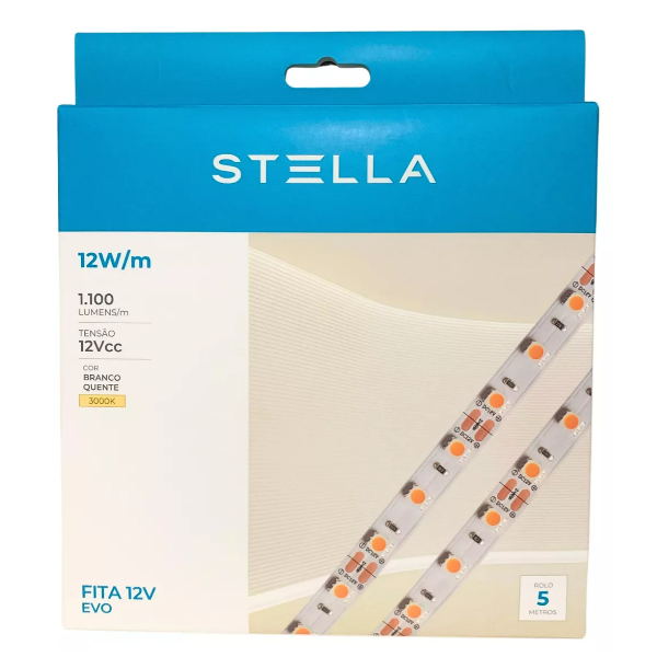 Fita LED 5050 12w 1.100Lumens 12V IP20 Rolo 5M - STELLA
