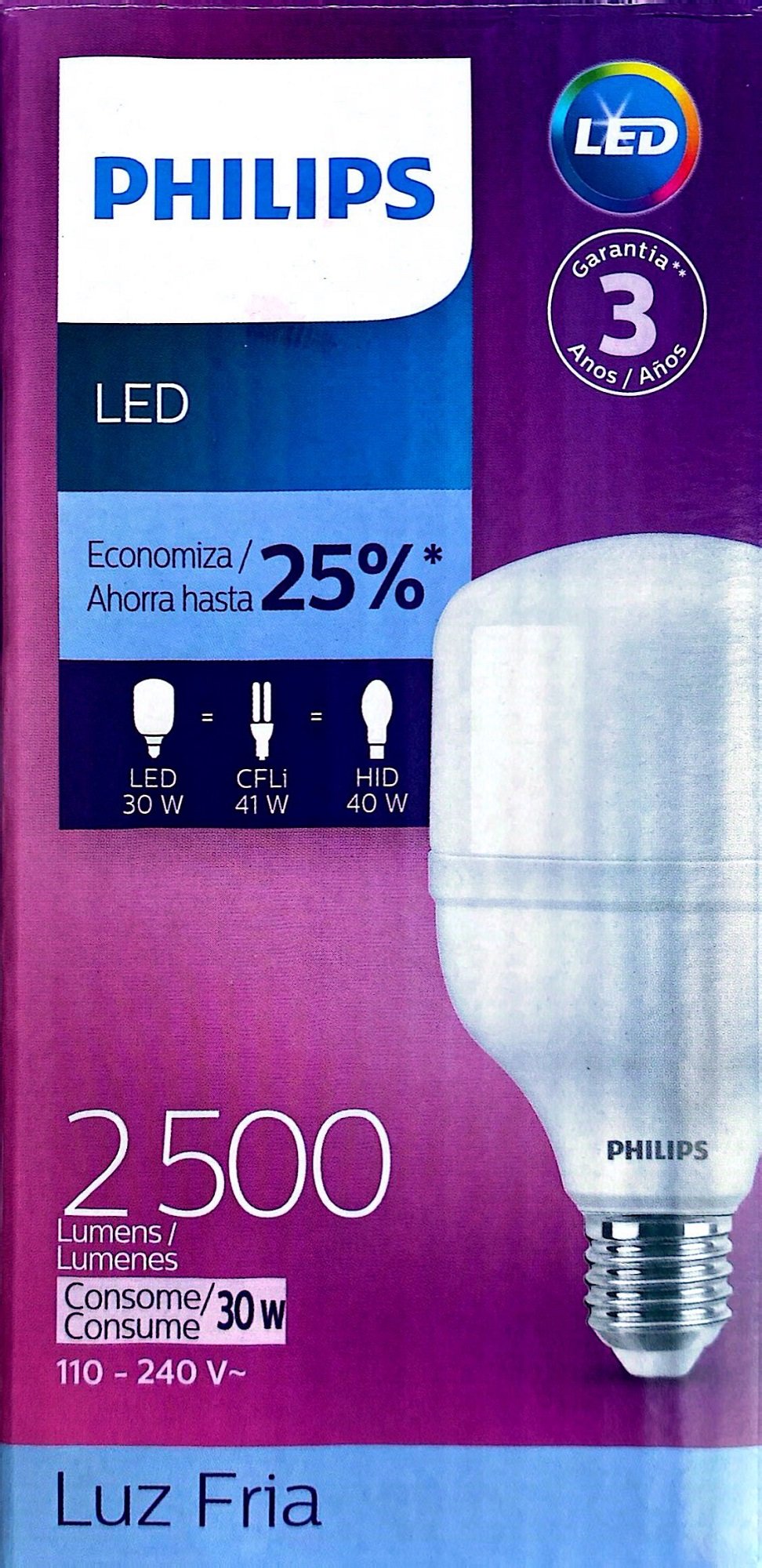 Lâmpada LED TForce Core HB E27 Philips 30w - 6500K - Luz Branca
